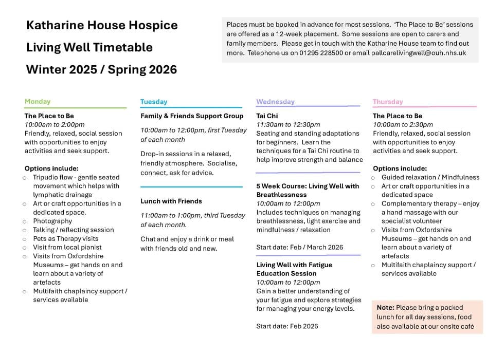 Living Well services | Katharine House Hospice